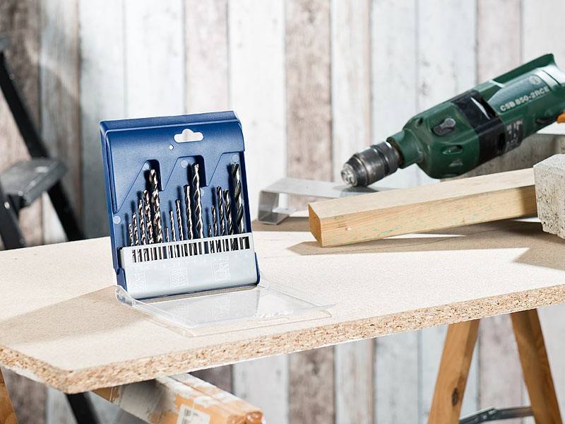 AGT Bohrer-Set 15-tlg. mit HSS-Metallbohrer, Holz- & Steinbohrer
